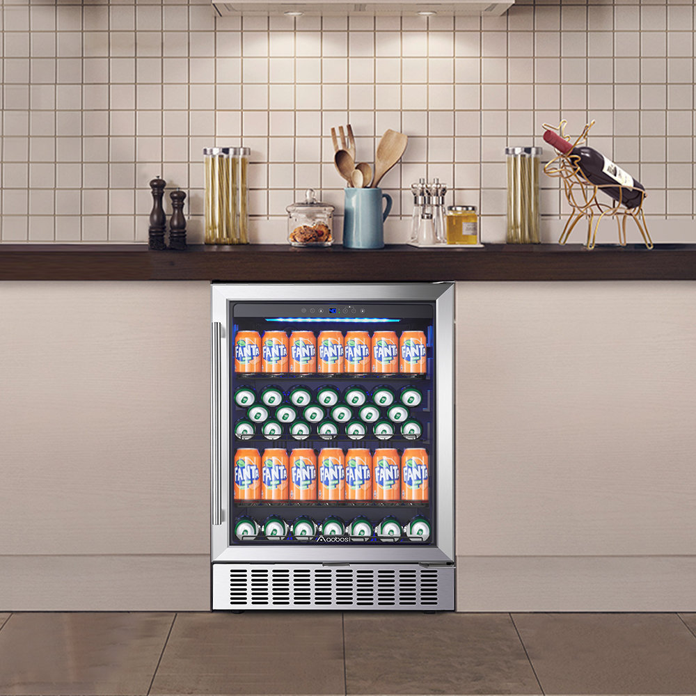 Aaobosi 24" Beverage Cooler - Versatile Freestanding Or Built-in Beverage Cabinet, Stores 164 ...